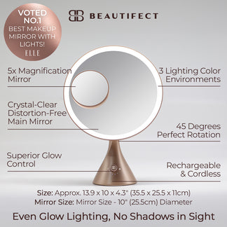 Beautifect Glow Mirror | Rechargeable LED Mirror